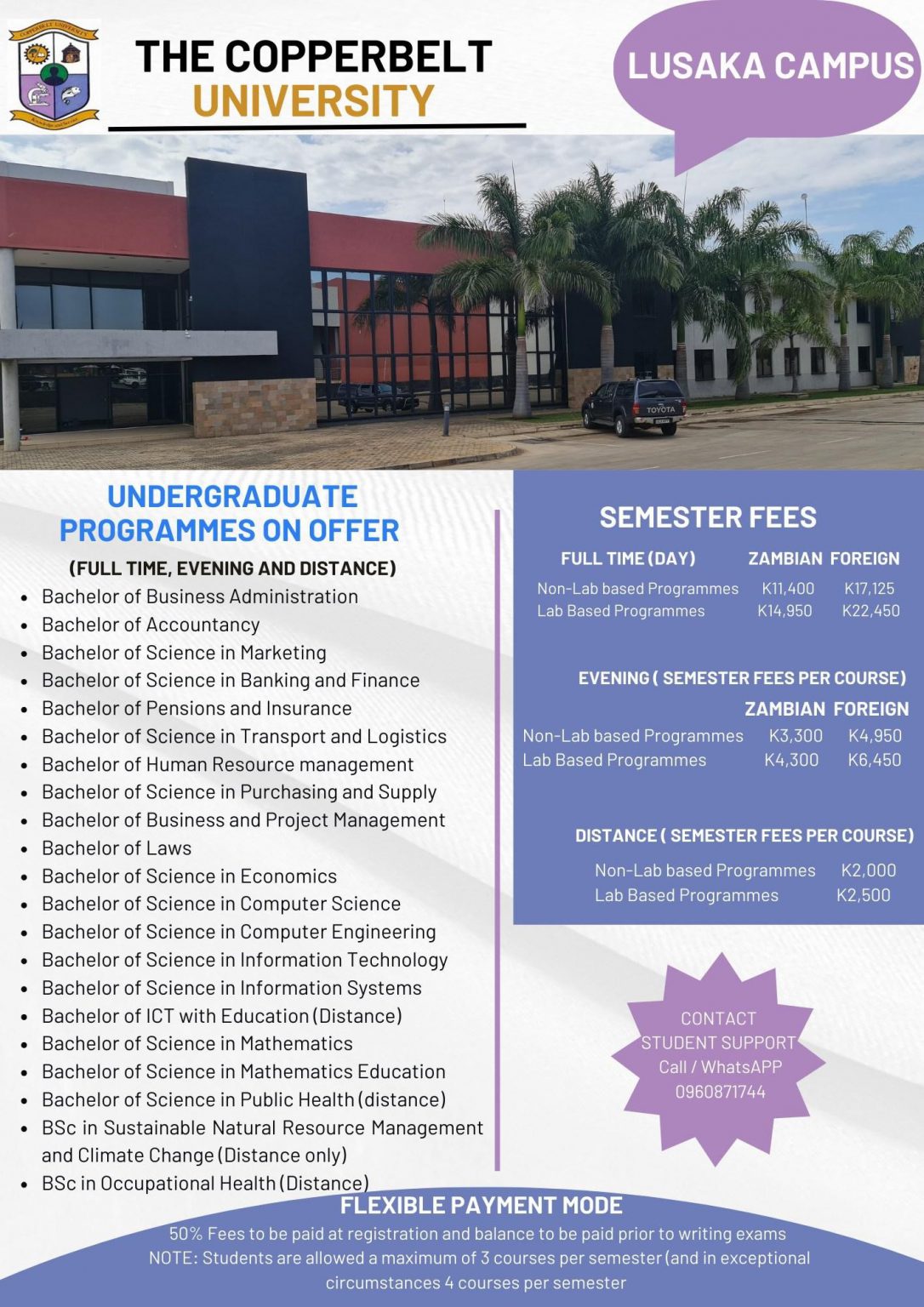 PROGRAMMES ON OFFER – Lusaka Campus